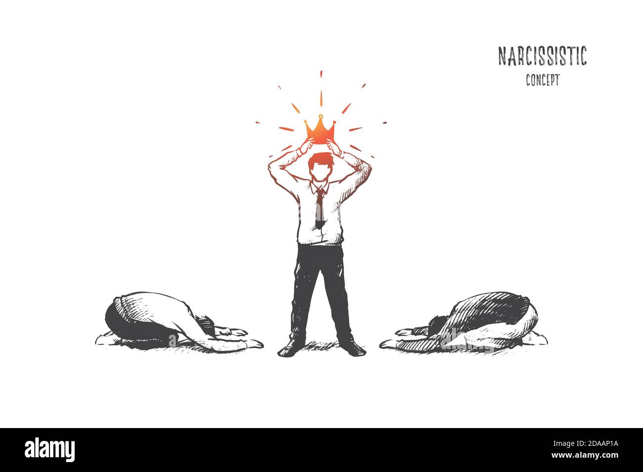 Narcissistic concept. Hand drawn isolated vector Stock Vector Image ...