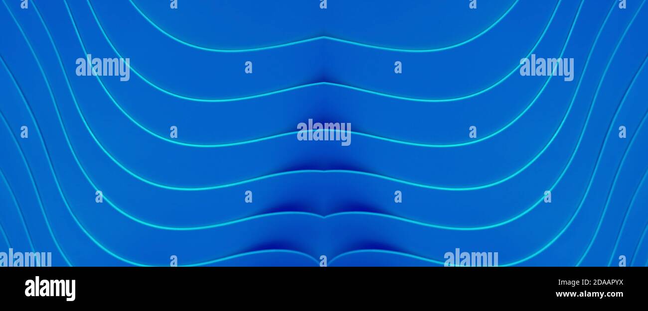Azure blue abstract background artistic curving lines of the containers ...
