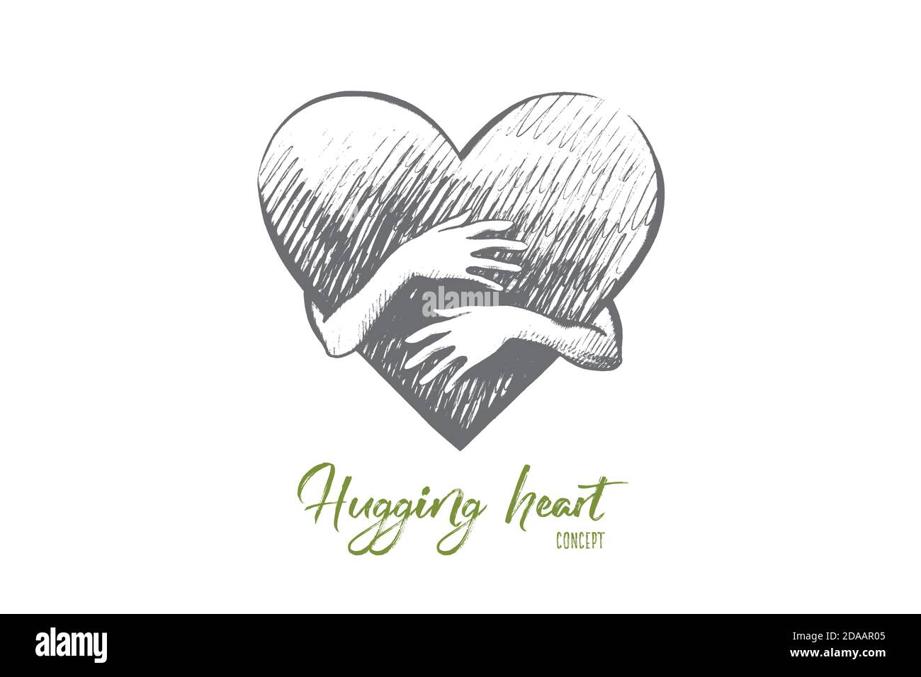 Hugging heart concept. Hand drawn isolated vector Stock Vector Image ...