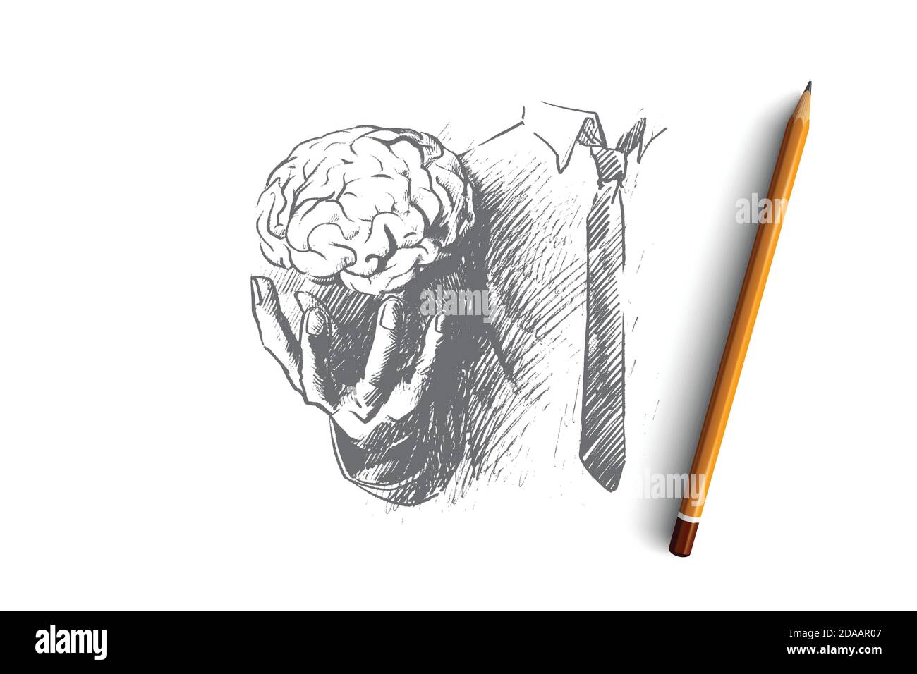 Brain concept. Hand drawn isolated vector Stock Vector Image & Art - Alamy