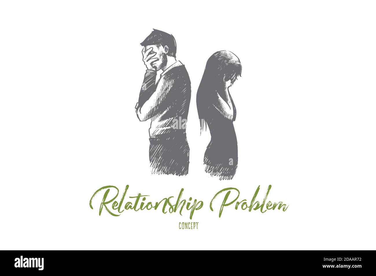 Relationship problem concept. Hand drawn isolated vector Stock Vector ...