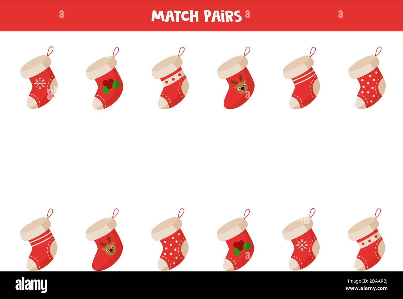 Matching game for kids. Find pair to Christmas socks Stock Vector Image ...