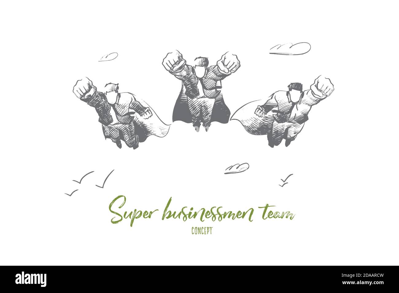 Super businessman team concept. Hand drawn isolated vector Stock Vector ...