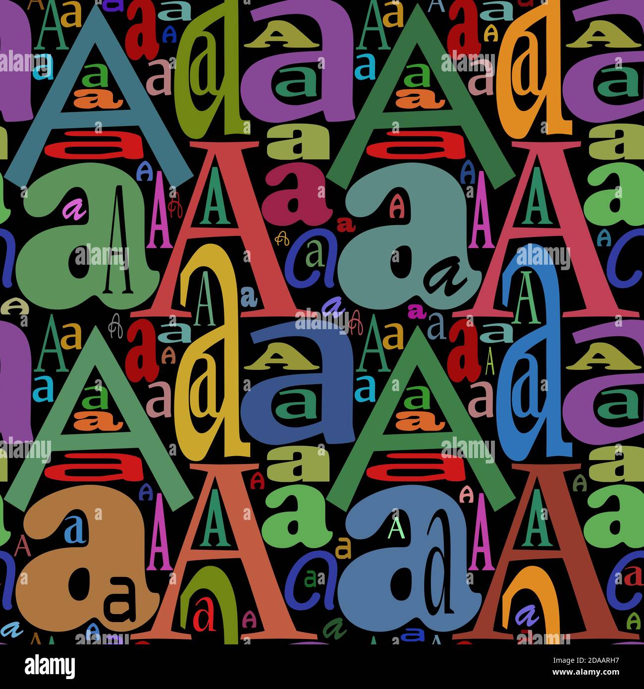 Seamless texture. Color letters A on black Stock Photo - Alamy
