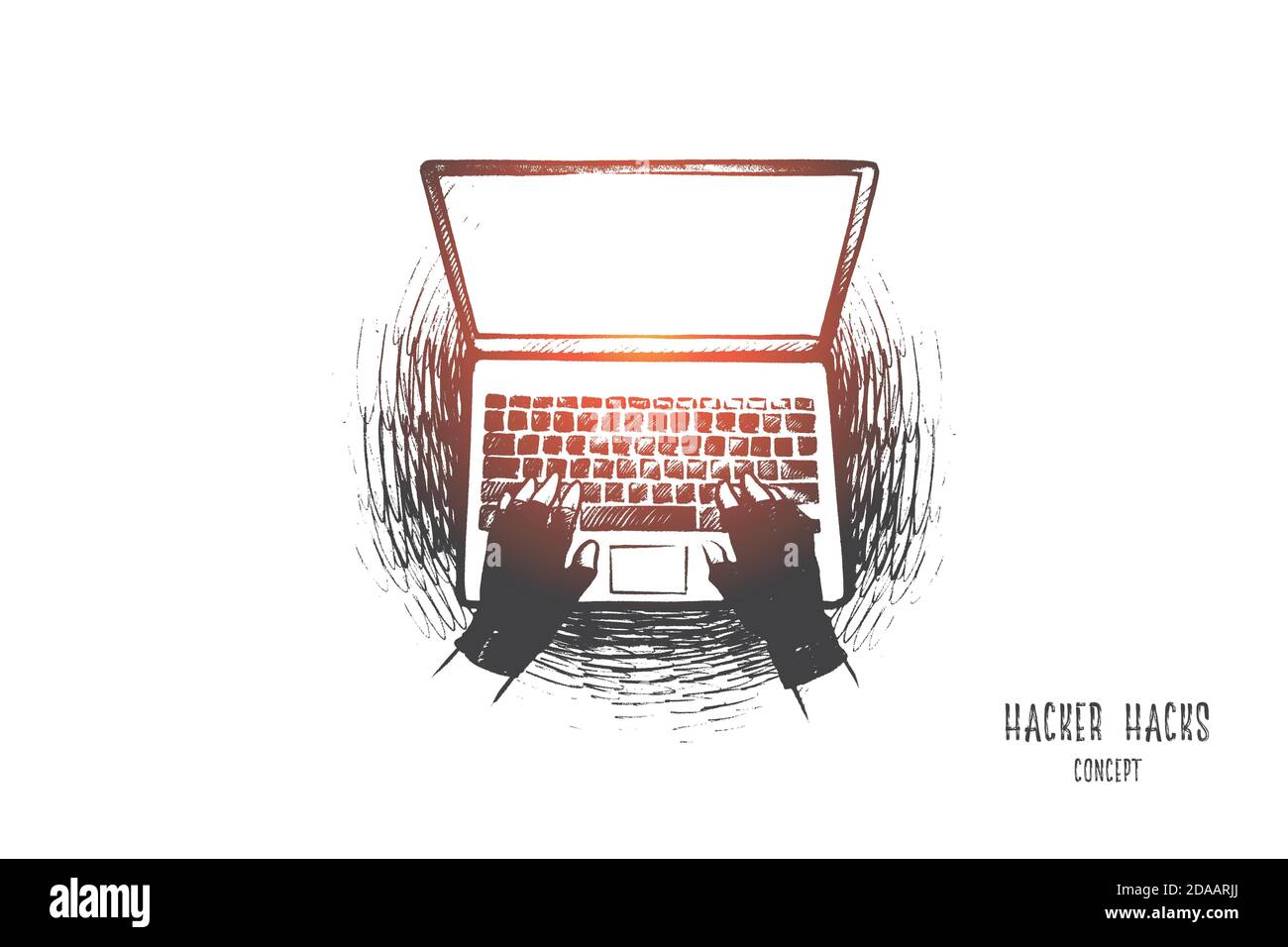 Hacker hack concept. Hand drawn isolated vector Stock Vector Image ...
