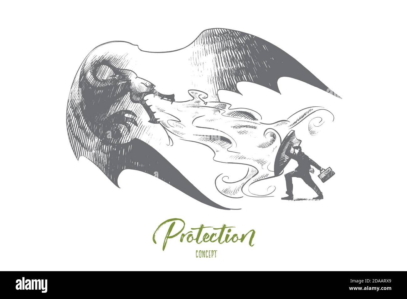Protection concept. Hand drawn isolated vector Stock Vector Image & Art ...
