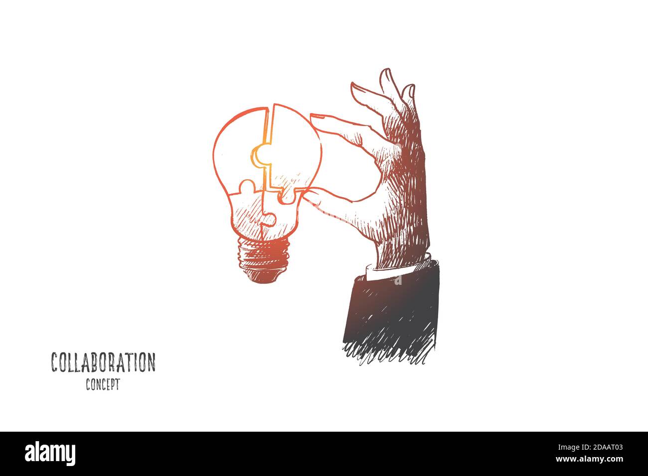 Collaboration concept. Hand drawn isolated vector Stock Vector Image ...