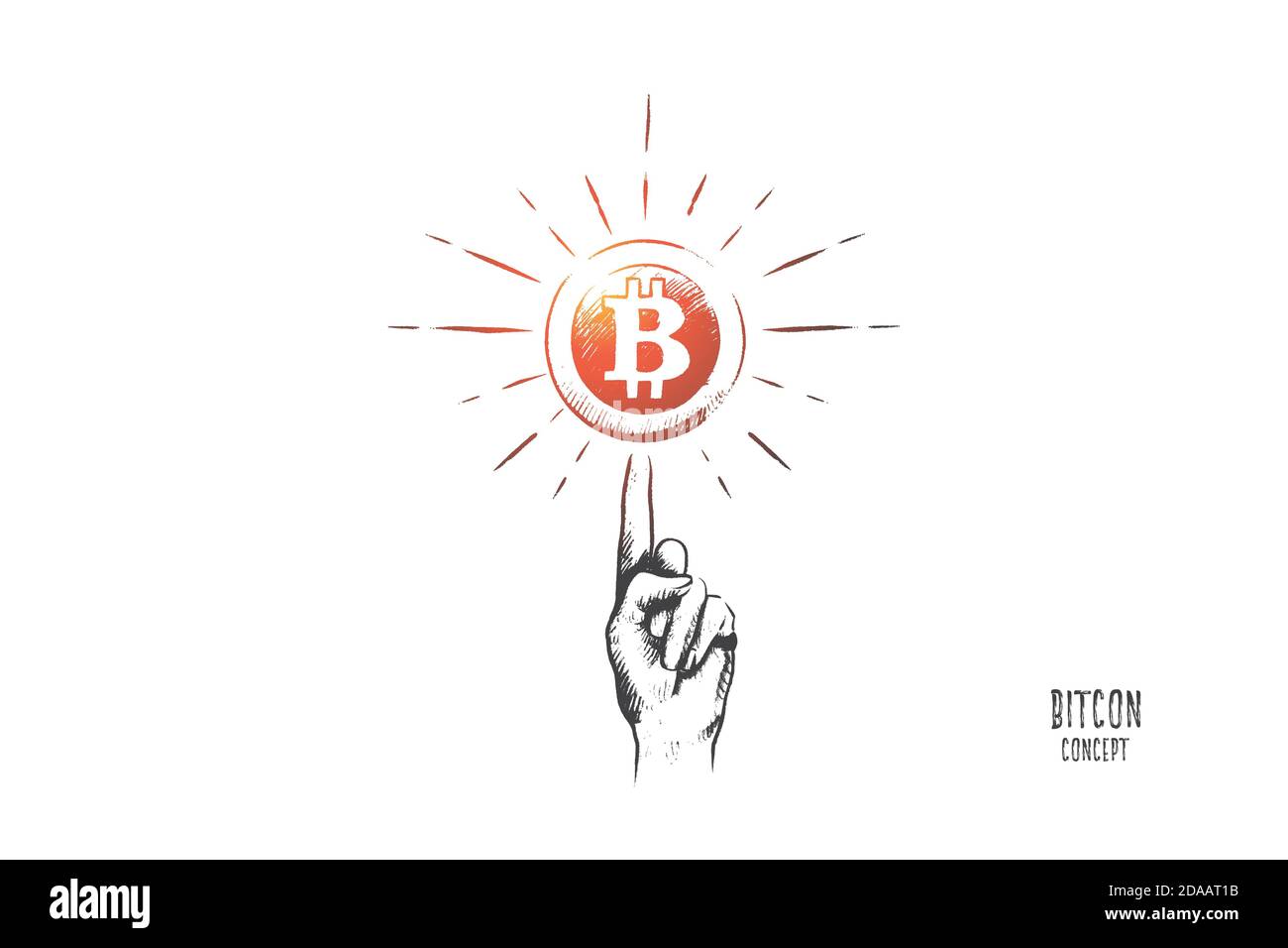 Bitcoin concept. Hand drawn isolated vector Stock Vector Image & Art ...