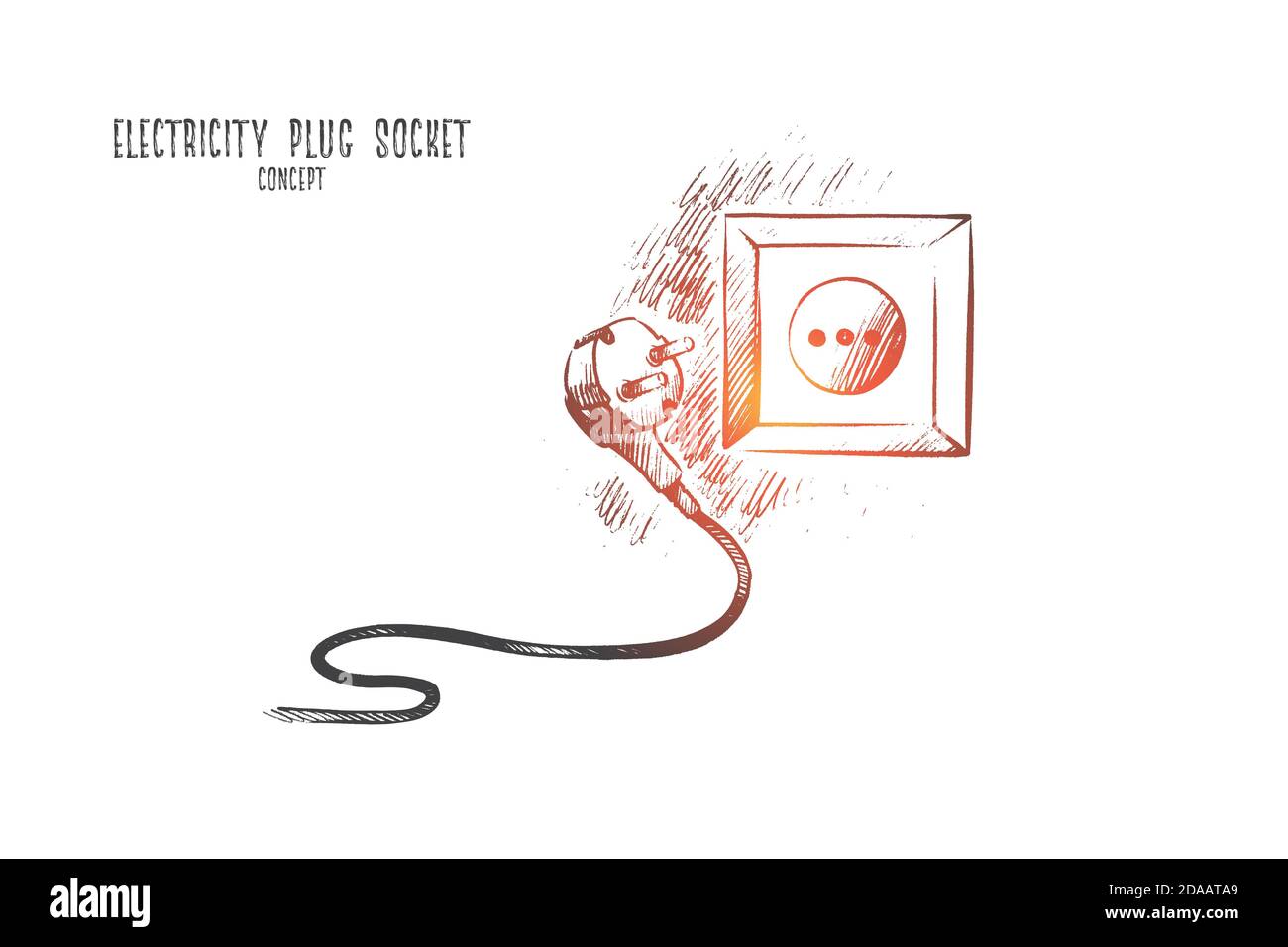 Electricity plug socket concept. Hand drawn isolated vector Stock ...