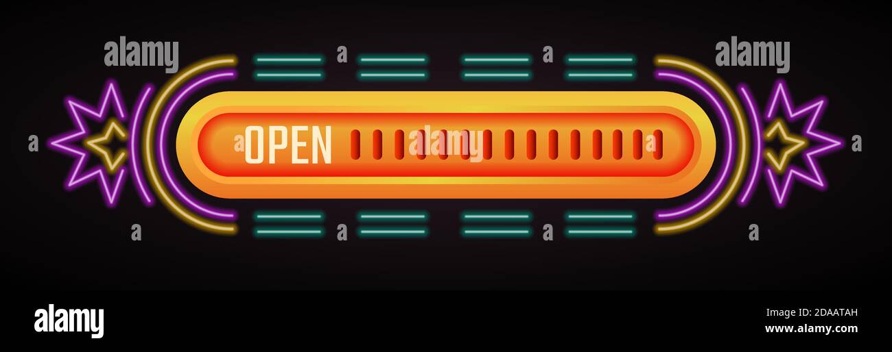 Open shop or store neon banner or sign for market Stock Vector Image ...