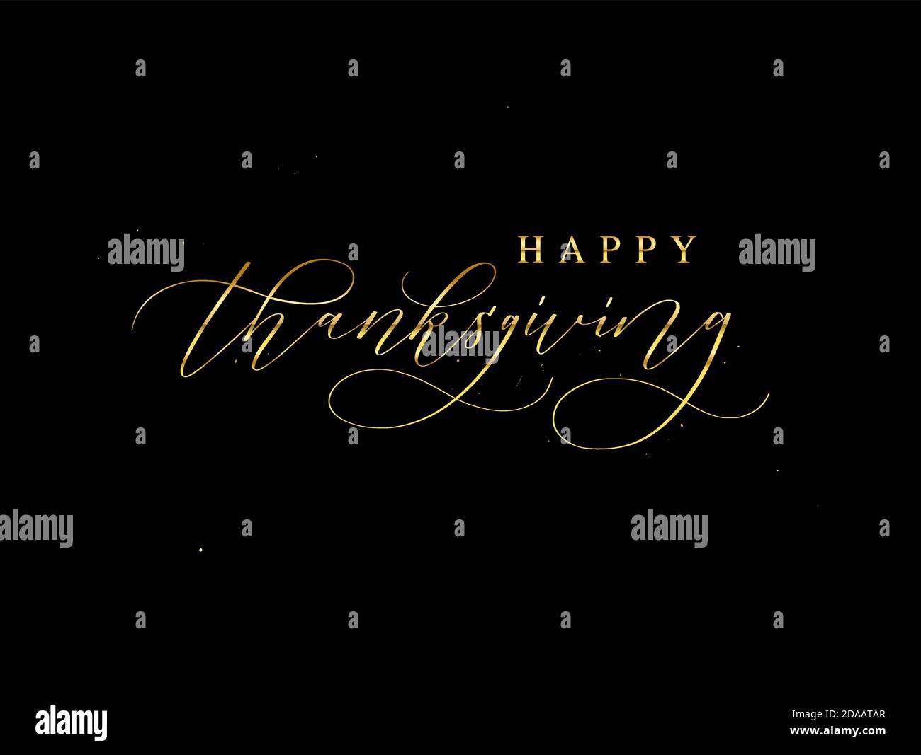 Happy Thanksgiving hand drawn golden card design Stock Vector Image ...