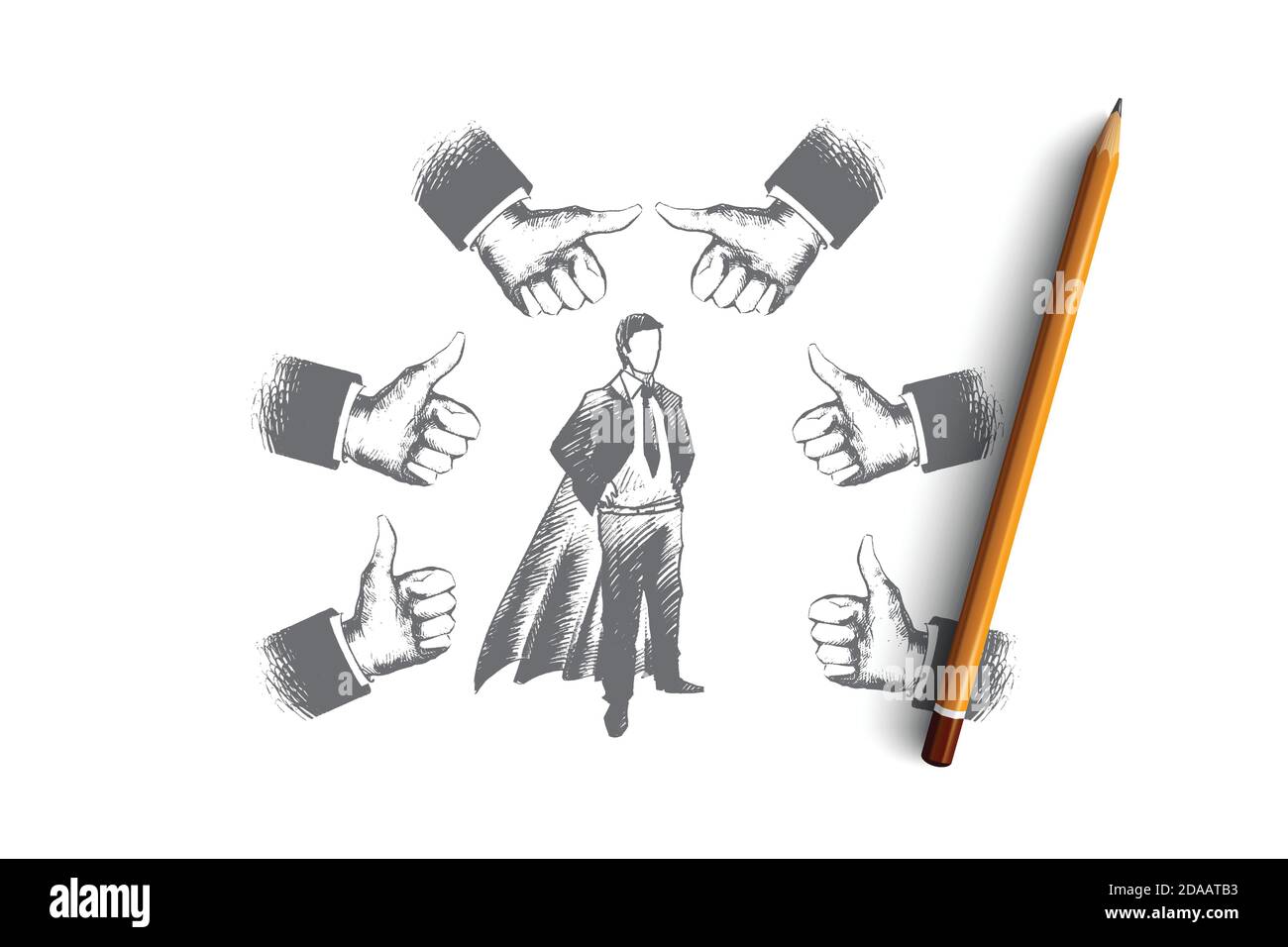 Successful businessman concept. Hand drawn isolated vector Stock Vector ...