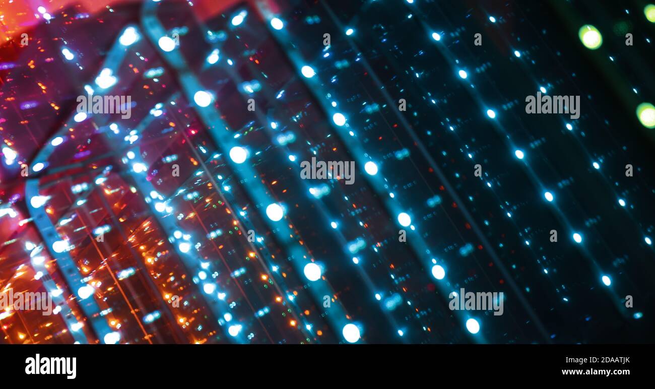 Soft focus image of an abstract background with color lights spots ...