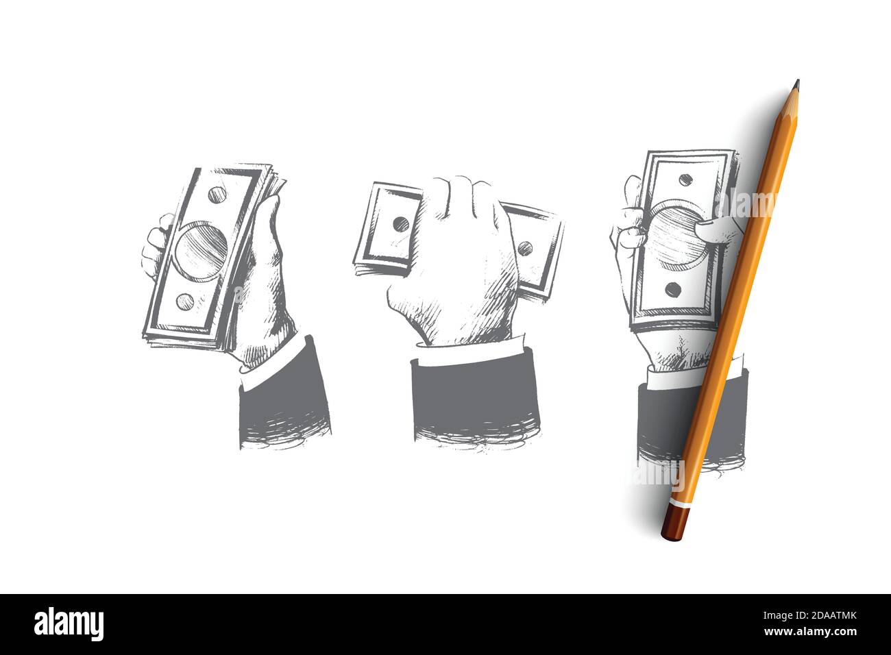 Cash concept. Hand drawn isolated vector Stock Vector Image & Art - Alamy