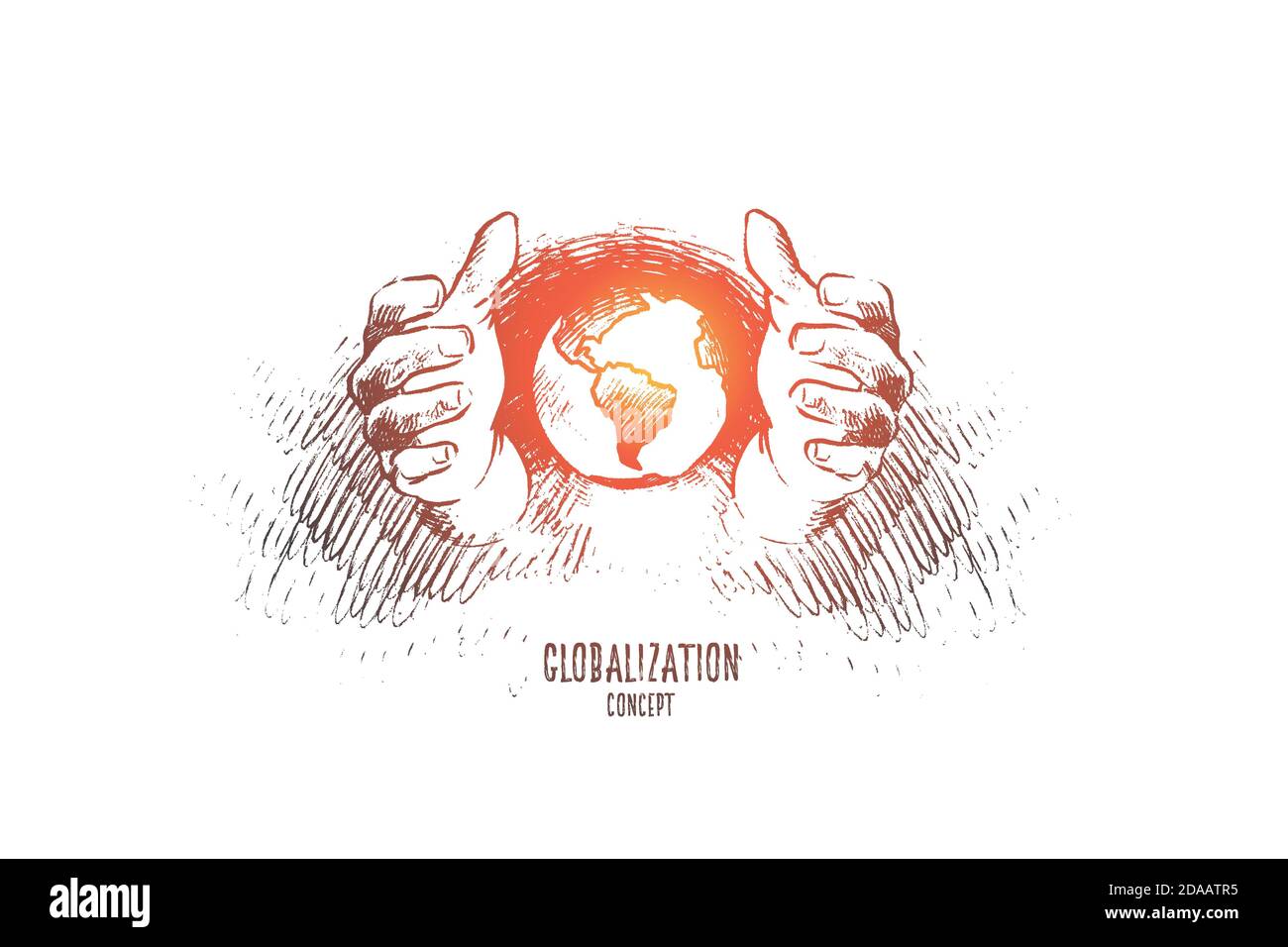 Globalization concept. Hand drawn isolated vector Stock Vector Image ...