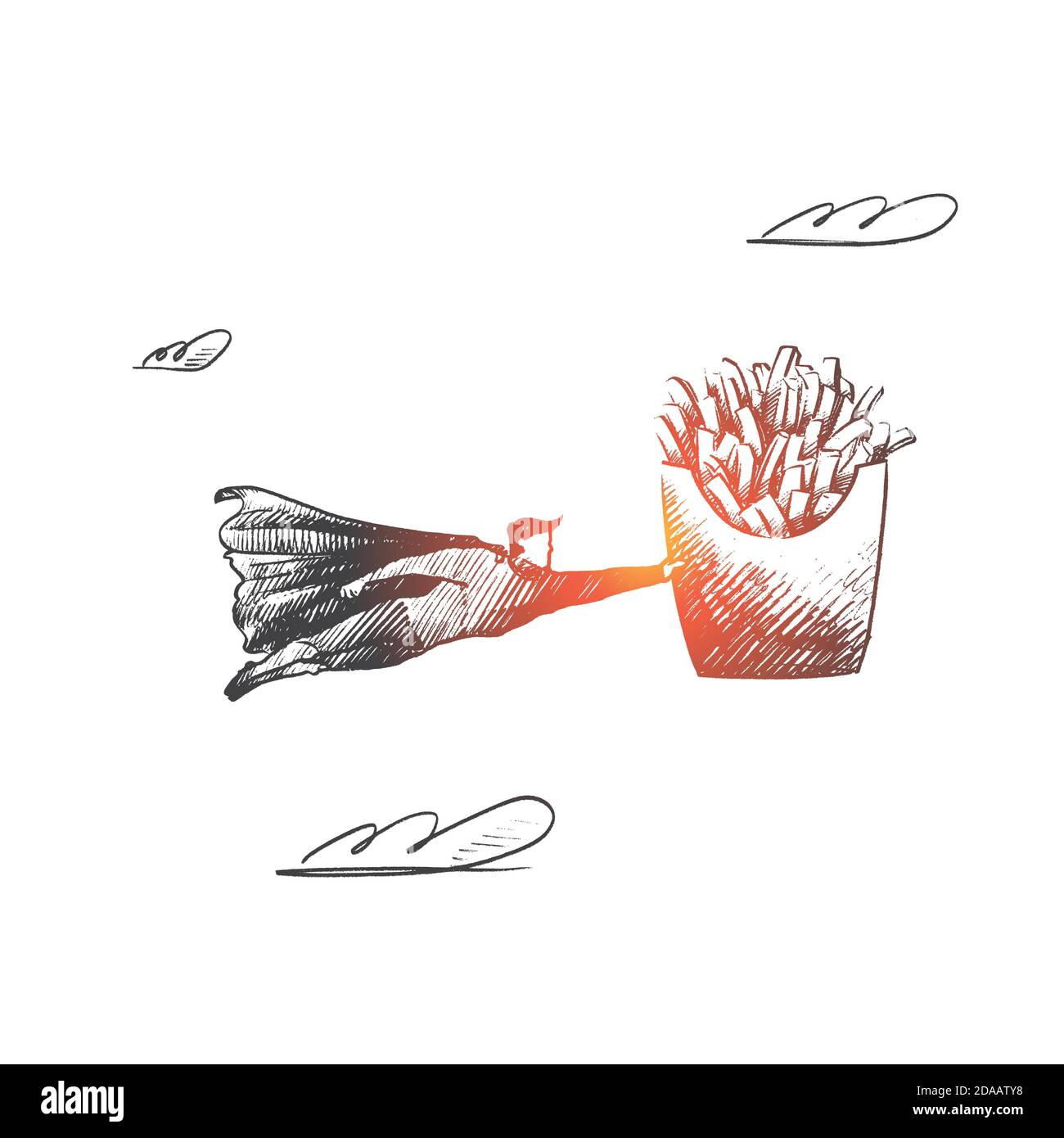 French fries concept. Hand drawn isolated vector Stock Vector Image ...