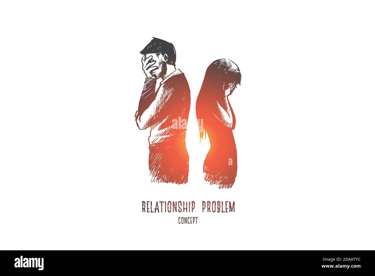 Relationship problem concept. Hand drawn isolated vector Stock Vector ...