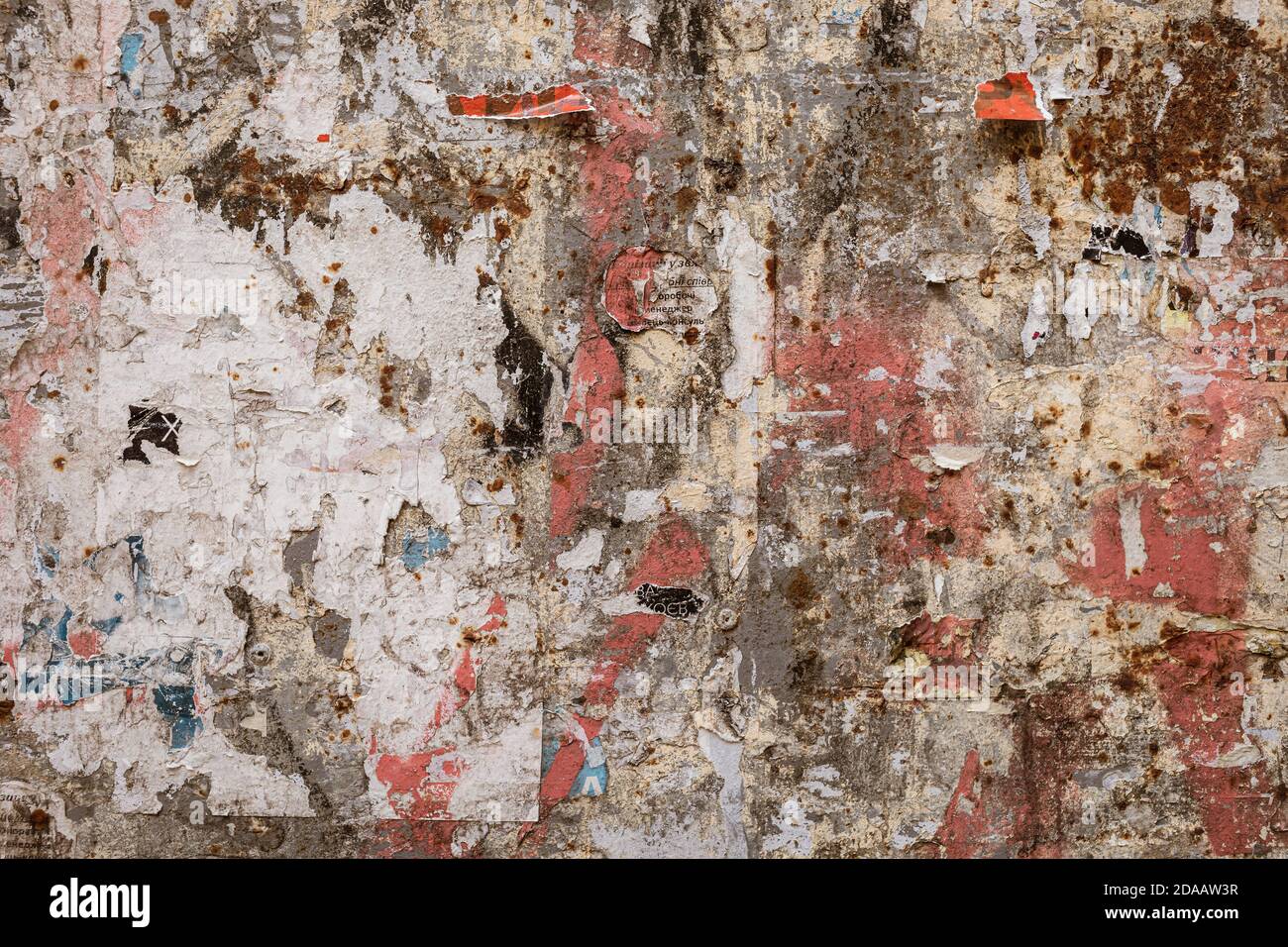 Old Urban Street Billboard With Torn Posters And Stickers. Colorful ...