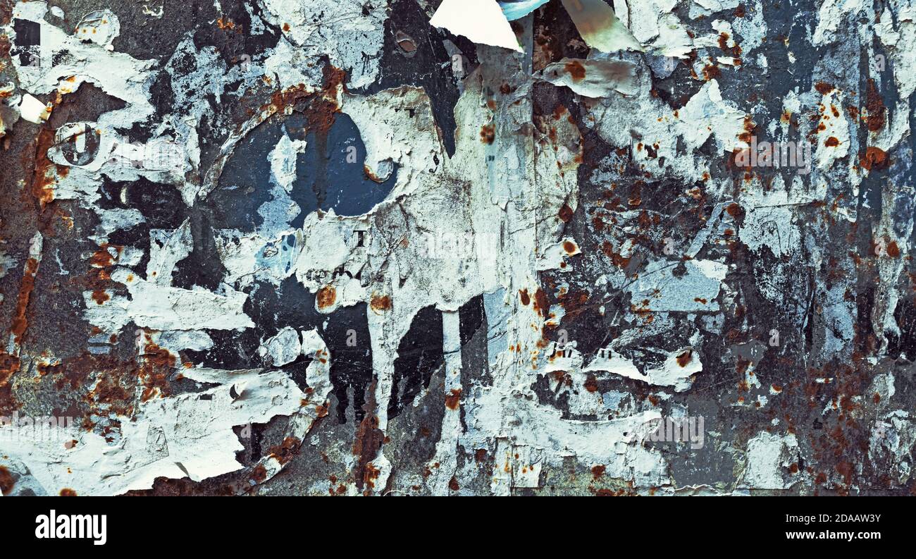 Old Urban Street Billboard With Torn Posters And Stickers. Colorful ...