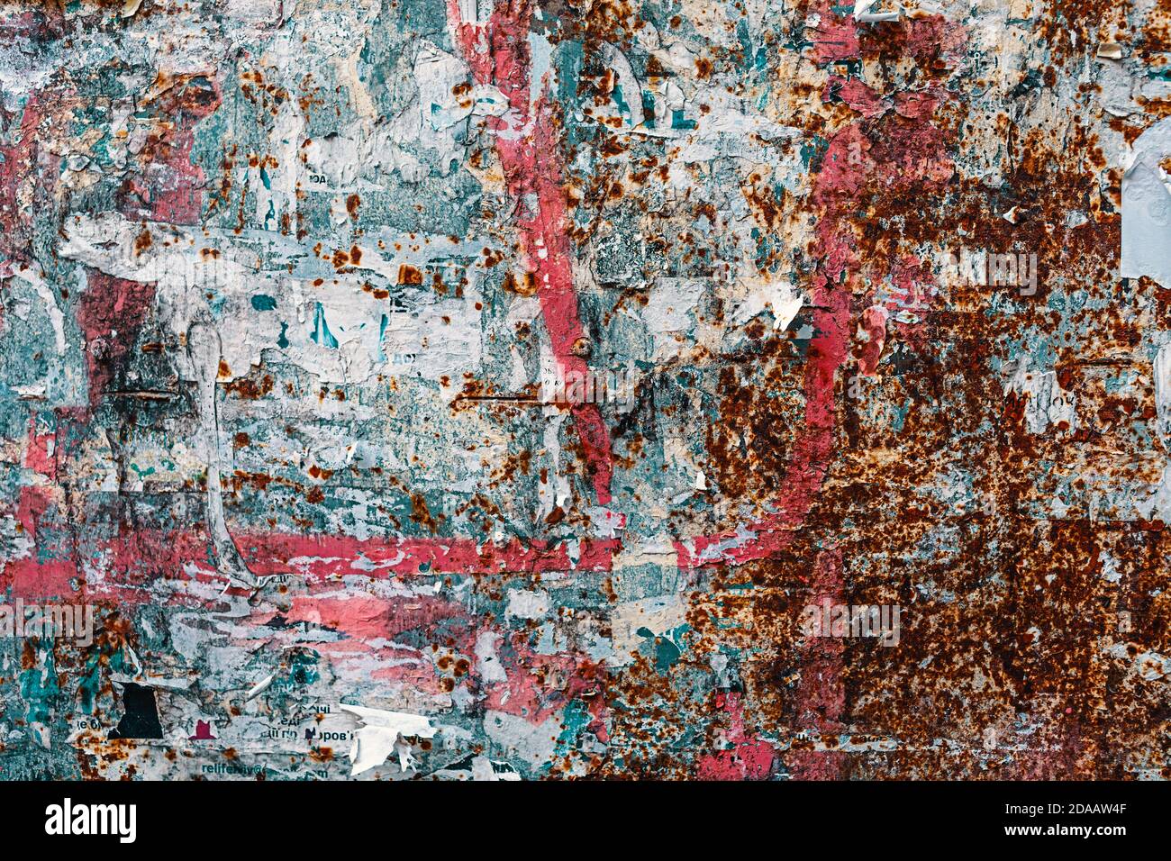 Old Urban Street Billboard With Torn Posters And Stickers. Colorful ...