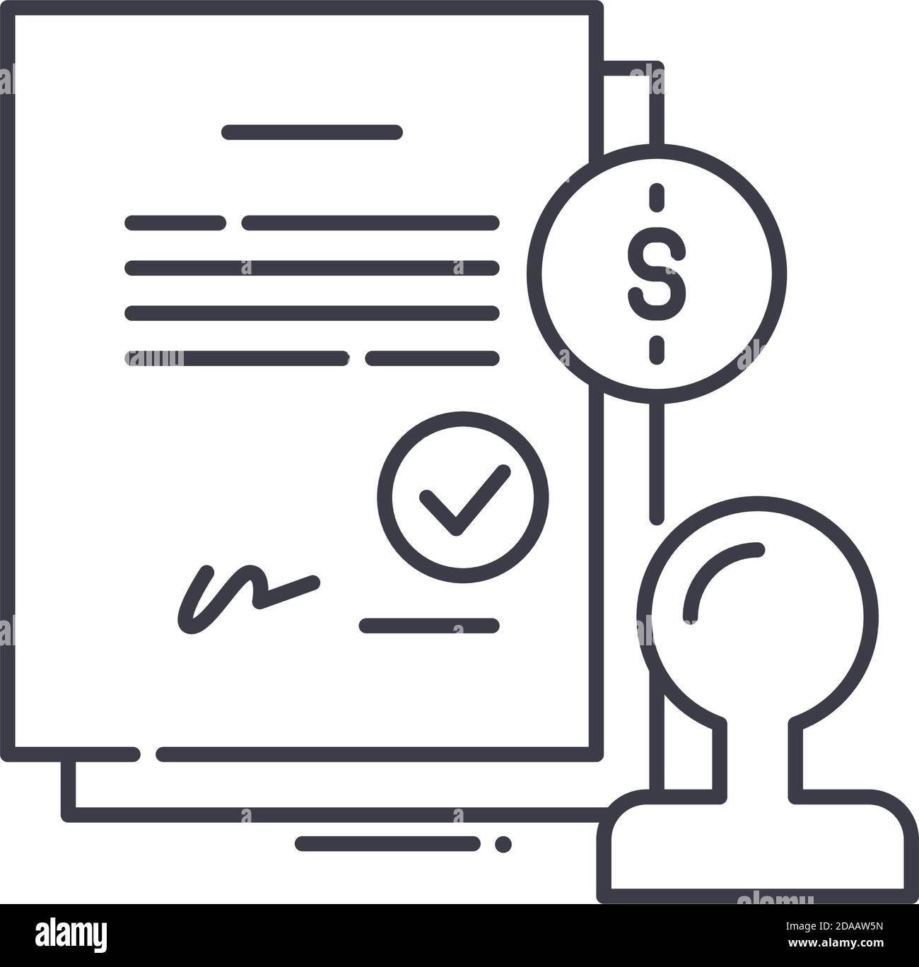 Approved business icon, linear isolated illustration, thin line vector ...