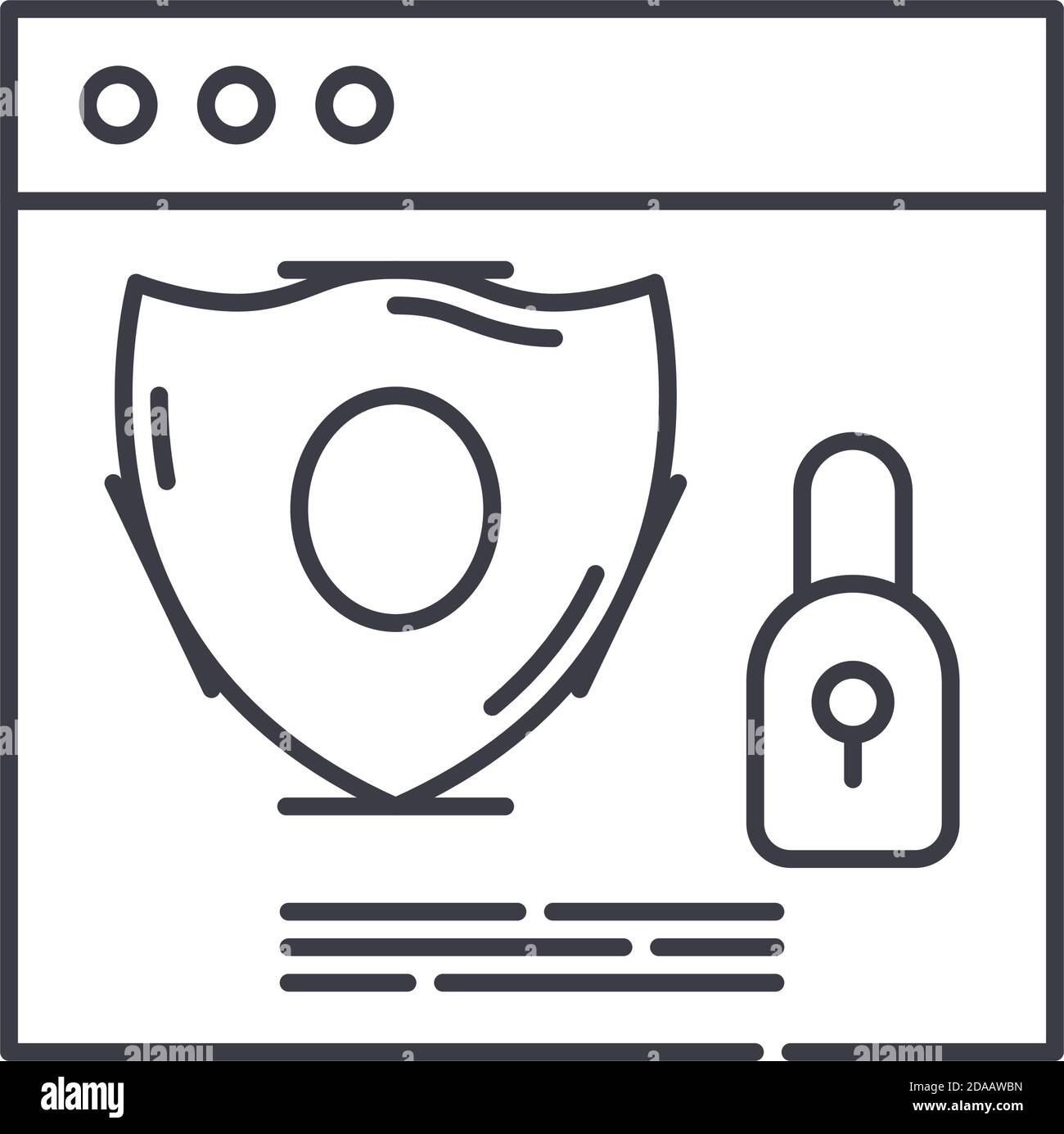 Application security icon, linear isolated illustration, thin line ...