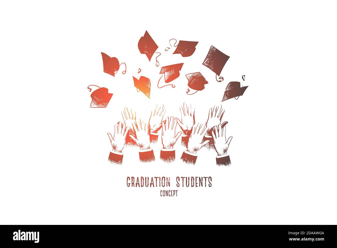 Graduation students concept. Hand drawn isolated vector Stock Vector ...