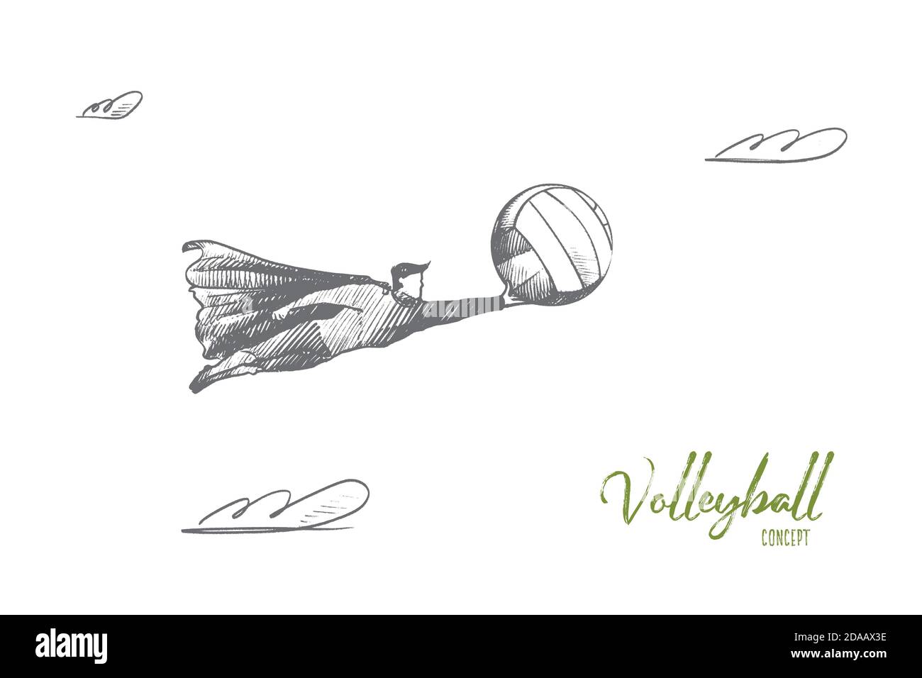Volleyball concept. Hand drawn isolated vector Stock Vector Image & Art ...