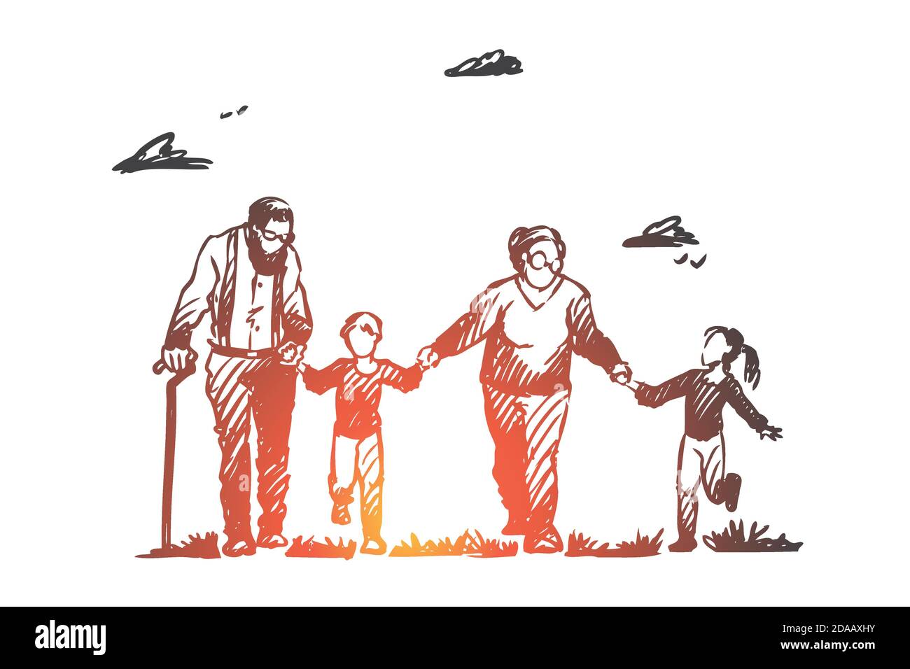 Grandmother, grandfather, grandchildren, family, generation concept ...