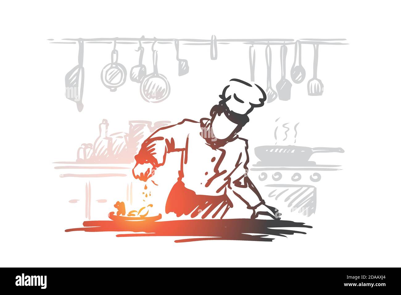 Cooking, chef, food, meal concept. Hand drawn isolated vector Stock ...
