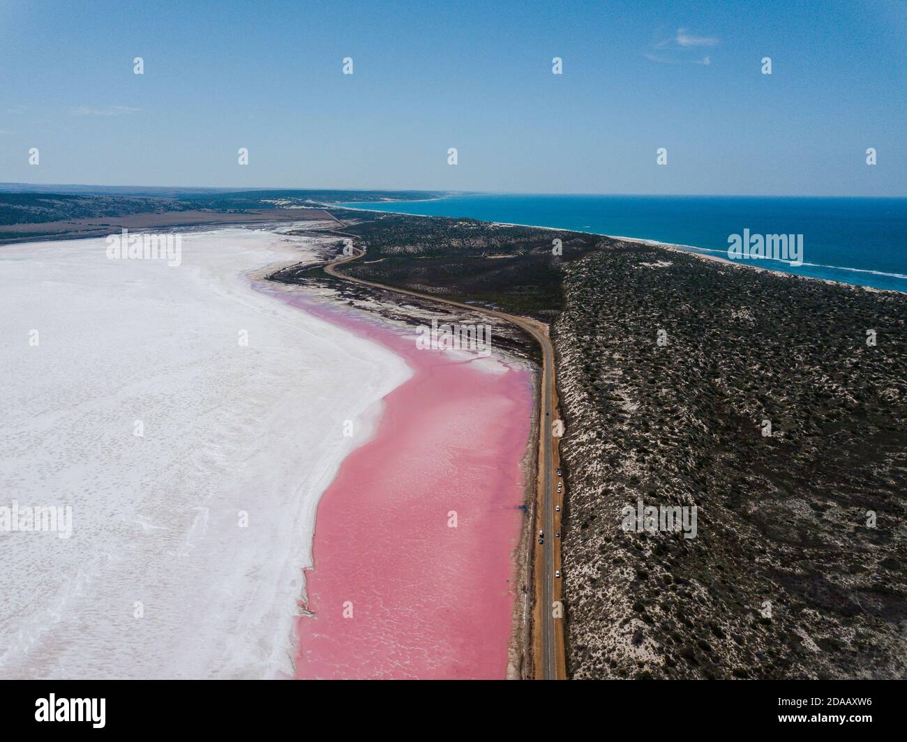 A Natural Pink Lake in Western Australia captured by Drone, an Ariel ...
