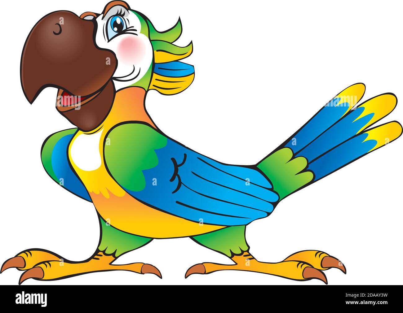 Cartoon happy parrot - Illustration Animal, Bird, Smiling, Illustration ...