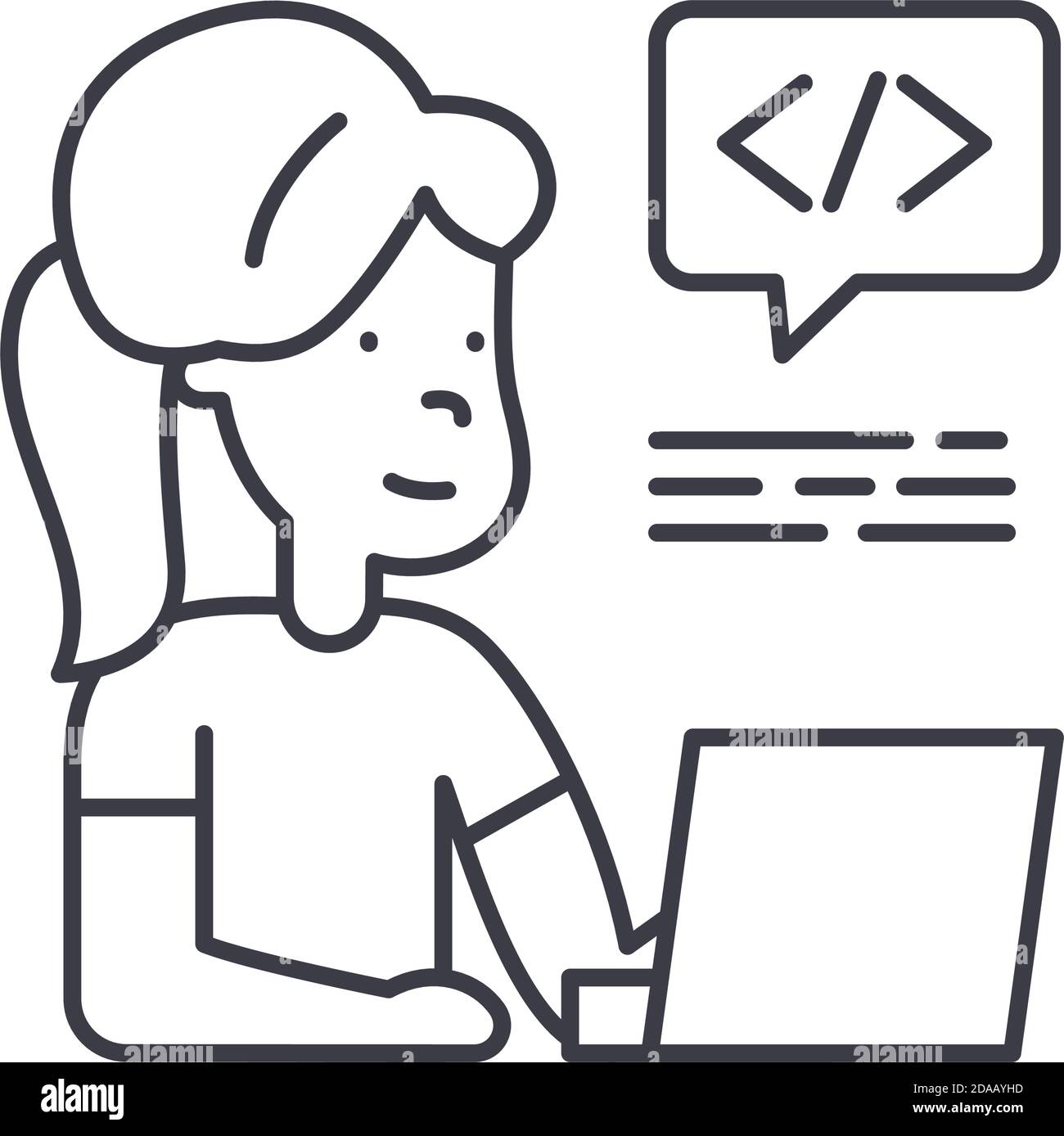 App developer concept icon, linear isolated illustration, thin line vector, web design sign ...