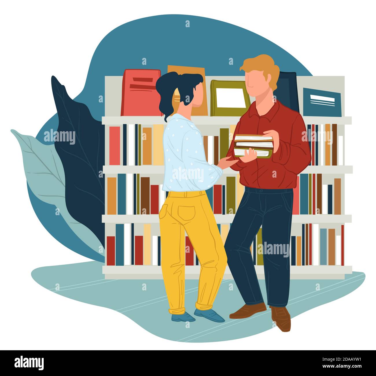 People talking in library or book store vector Stock Vector Image & Art ...