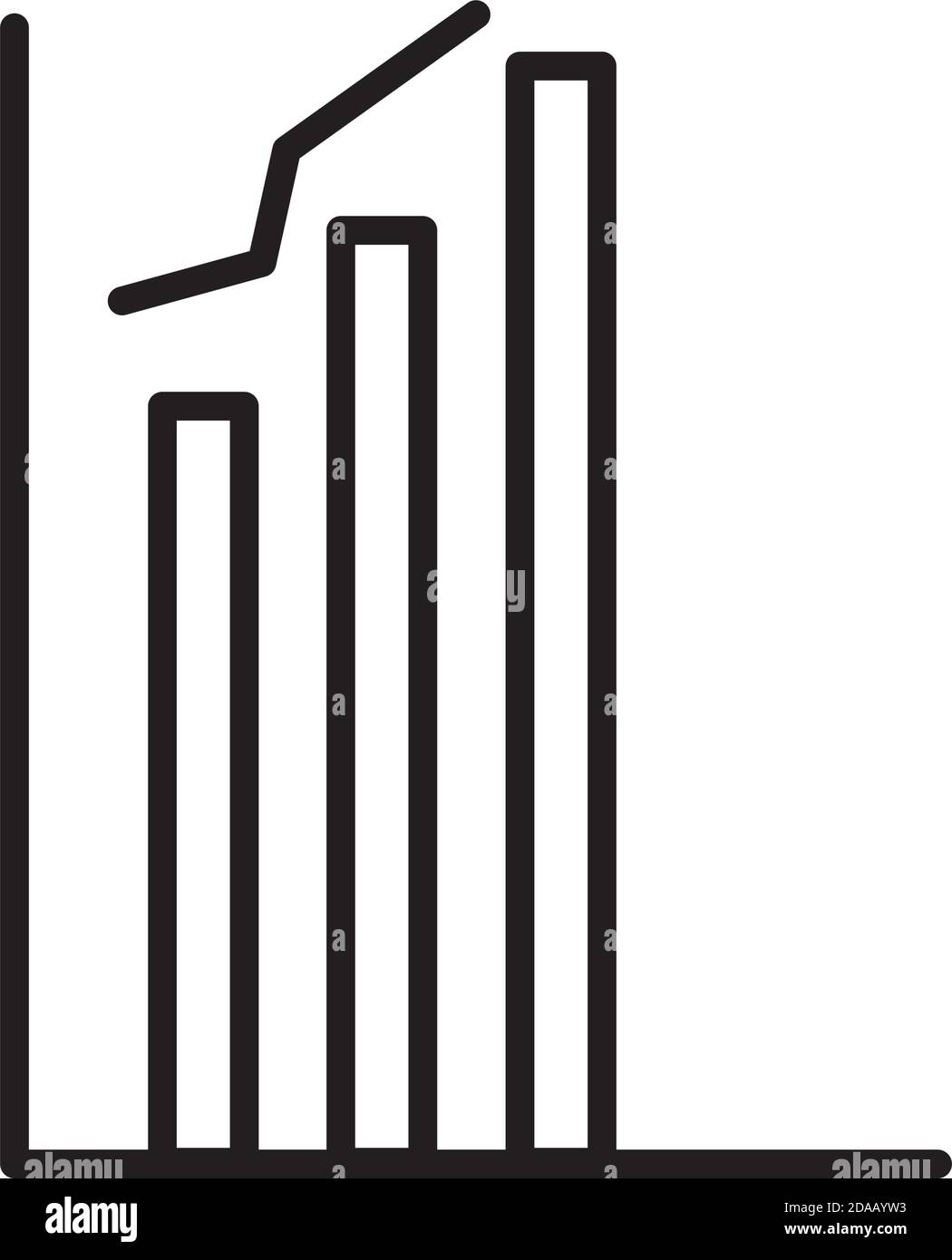 graphic bar chart icon over white background, line style, vector ...