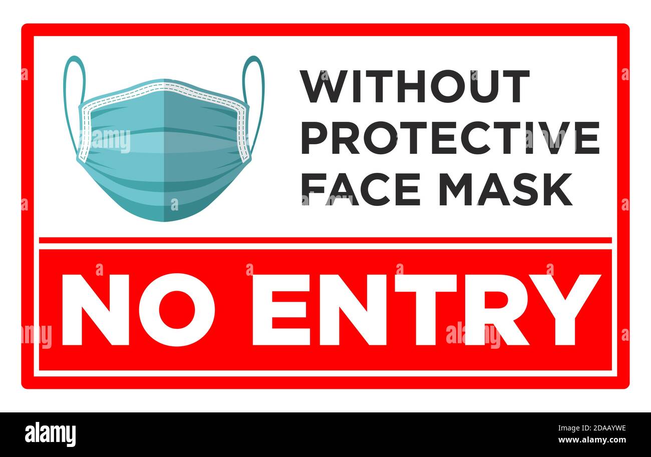 Warning red sign on the front door of the obligatory use of a ...