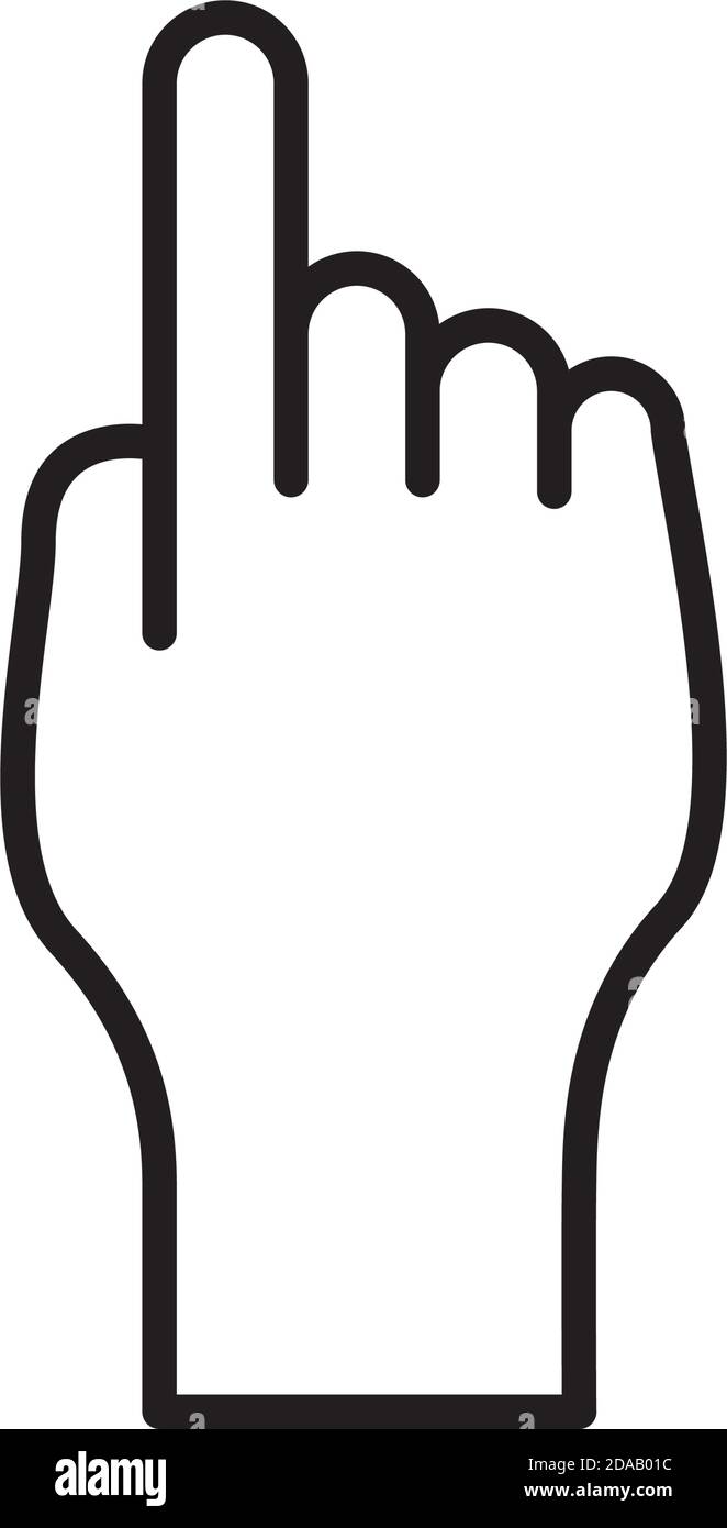 hand pointing up icon over white background, line style, vector ...