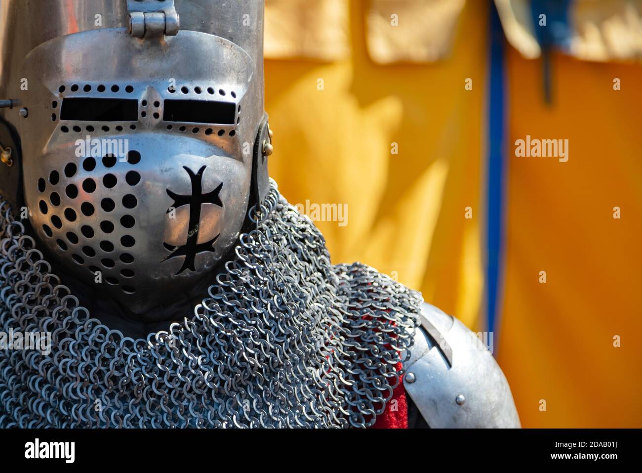 Close up of middle ages armour of the knight. Historic armouring used ...