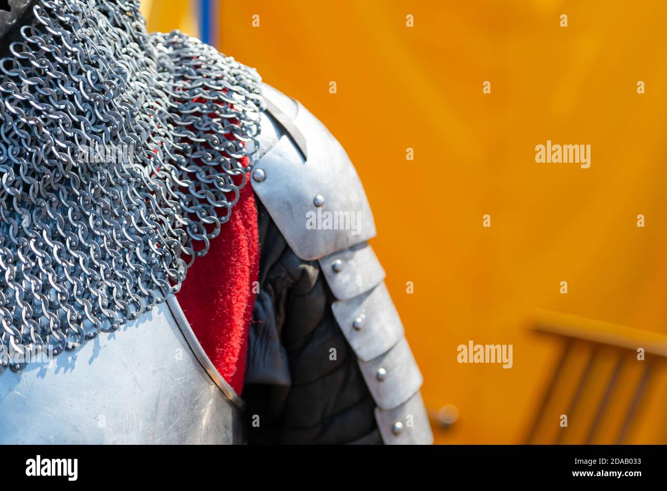 Close up of middle ages armour of the knight. Historic armouring used ...