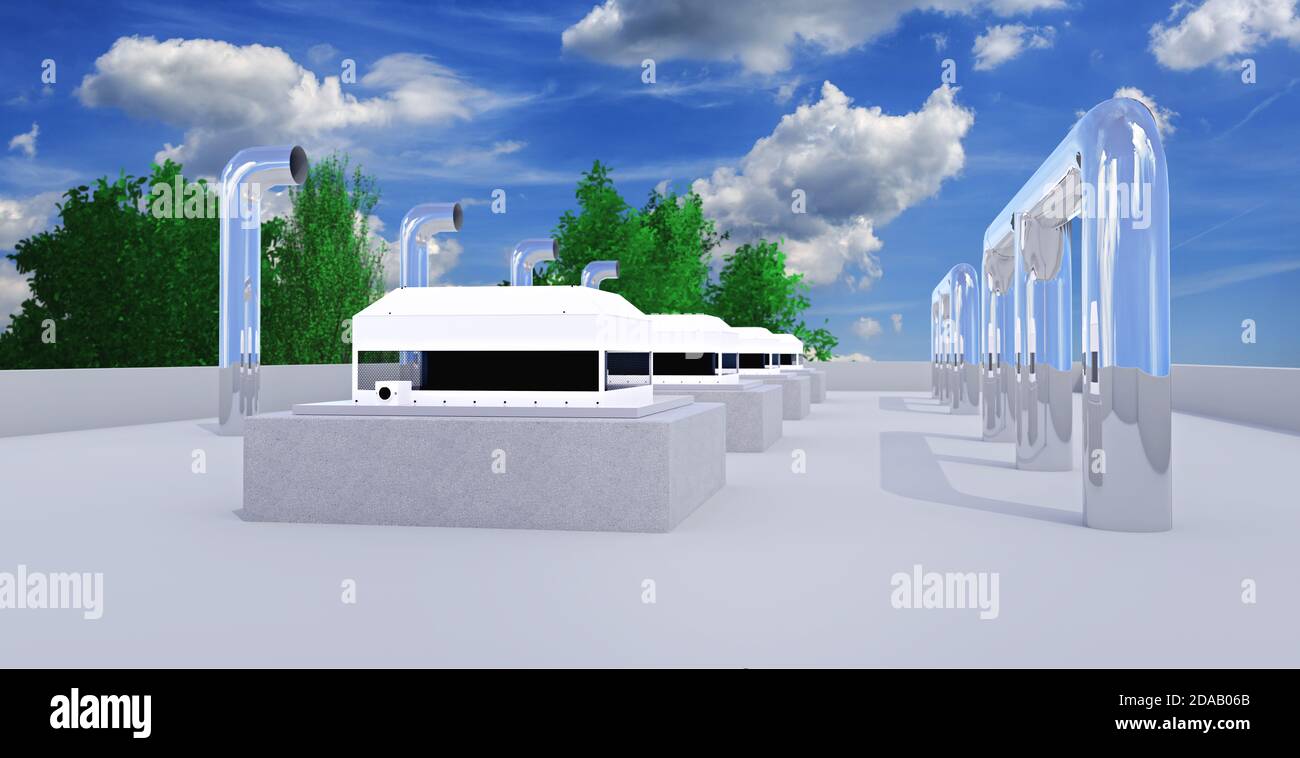 An air conditioning and ventilation systems on the high-rise building ...