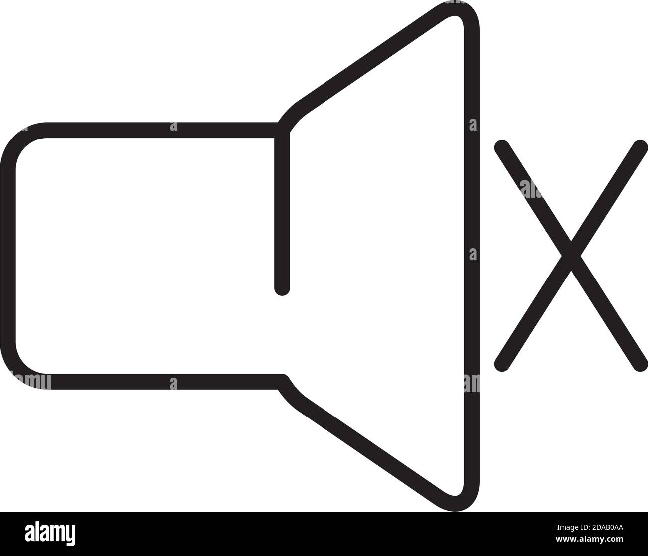 no sound speaker icon over white background, line style, vector ...