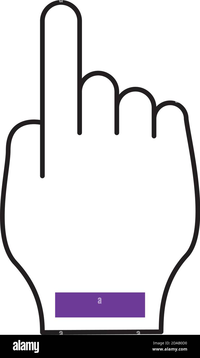 hand pointing up icon over white background, half line half color style ...