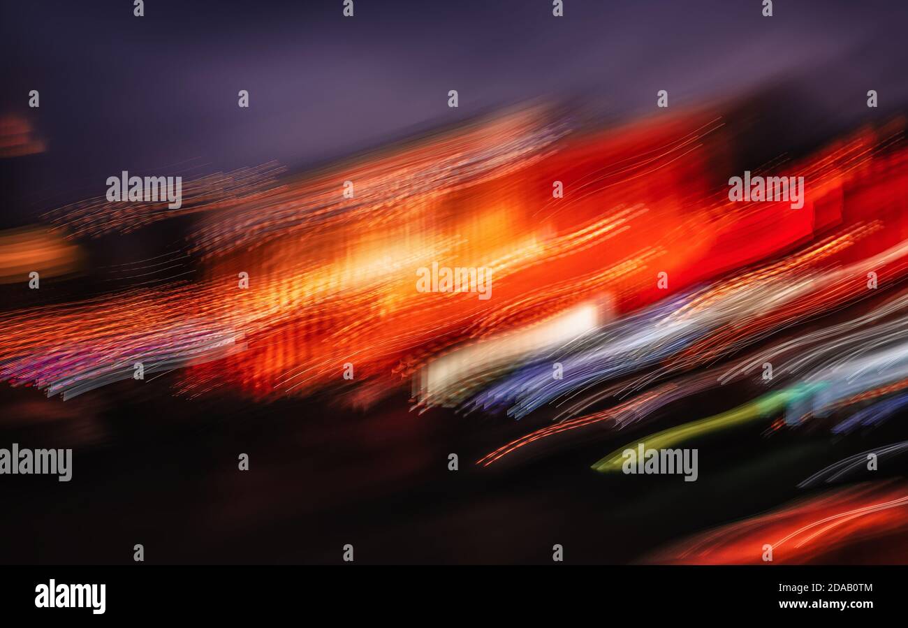 Abstract image of blurred illumination and night lights New York City ...