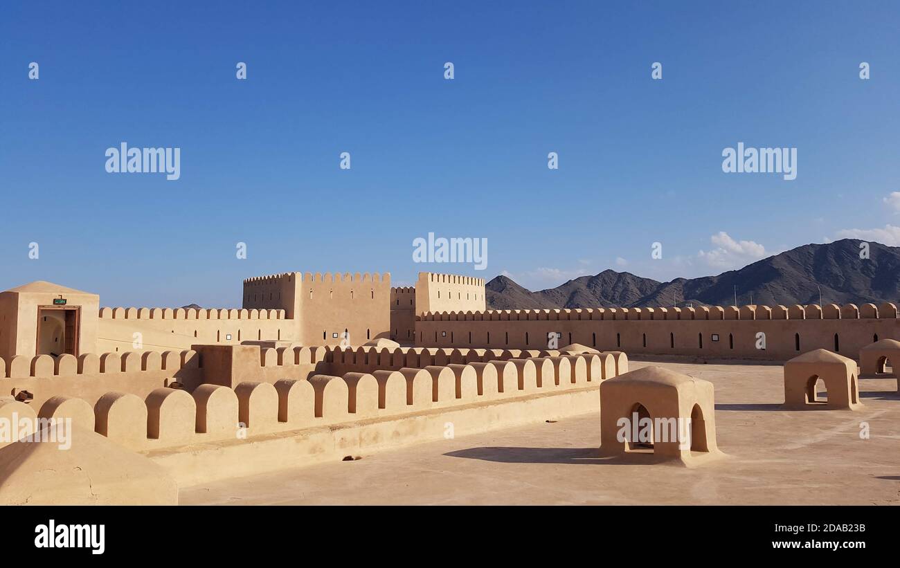 Rustaq Fort. Copy Space. Rustaq, Muscat, Oman Stock Photo - Alamy