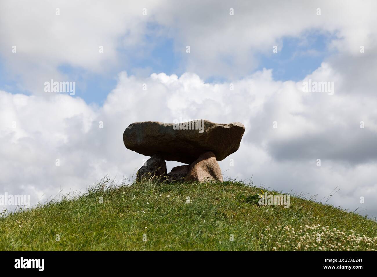 Big stones structure on top of a hill covered with grass. Japanese ...