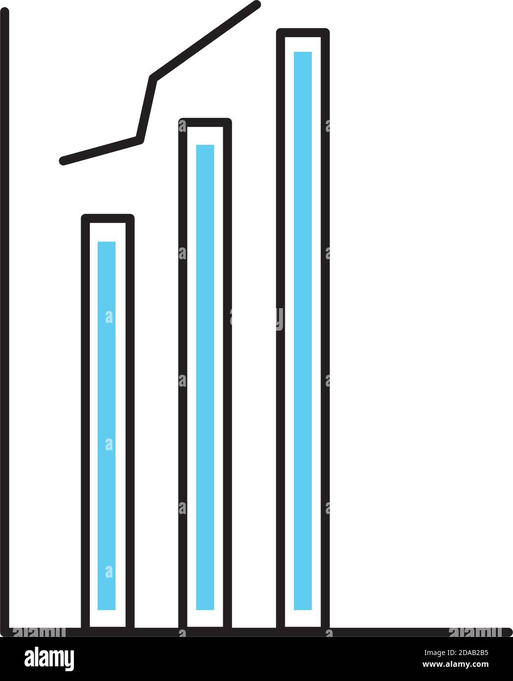 graphic bar chart icon over white background, half line half color ...