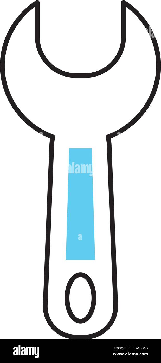 wrench tool icon over white background, half line half color style ...