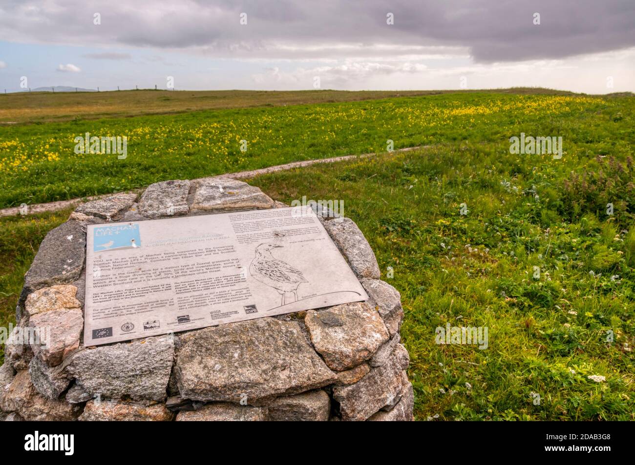 Interpretive sign explains about the Machair LIFE+ project, part funded ...