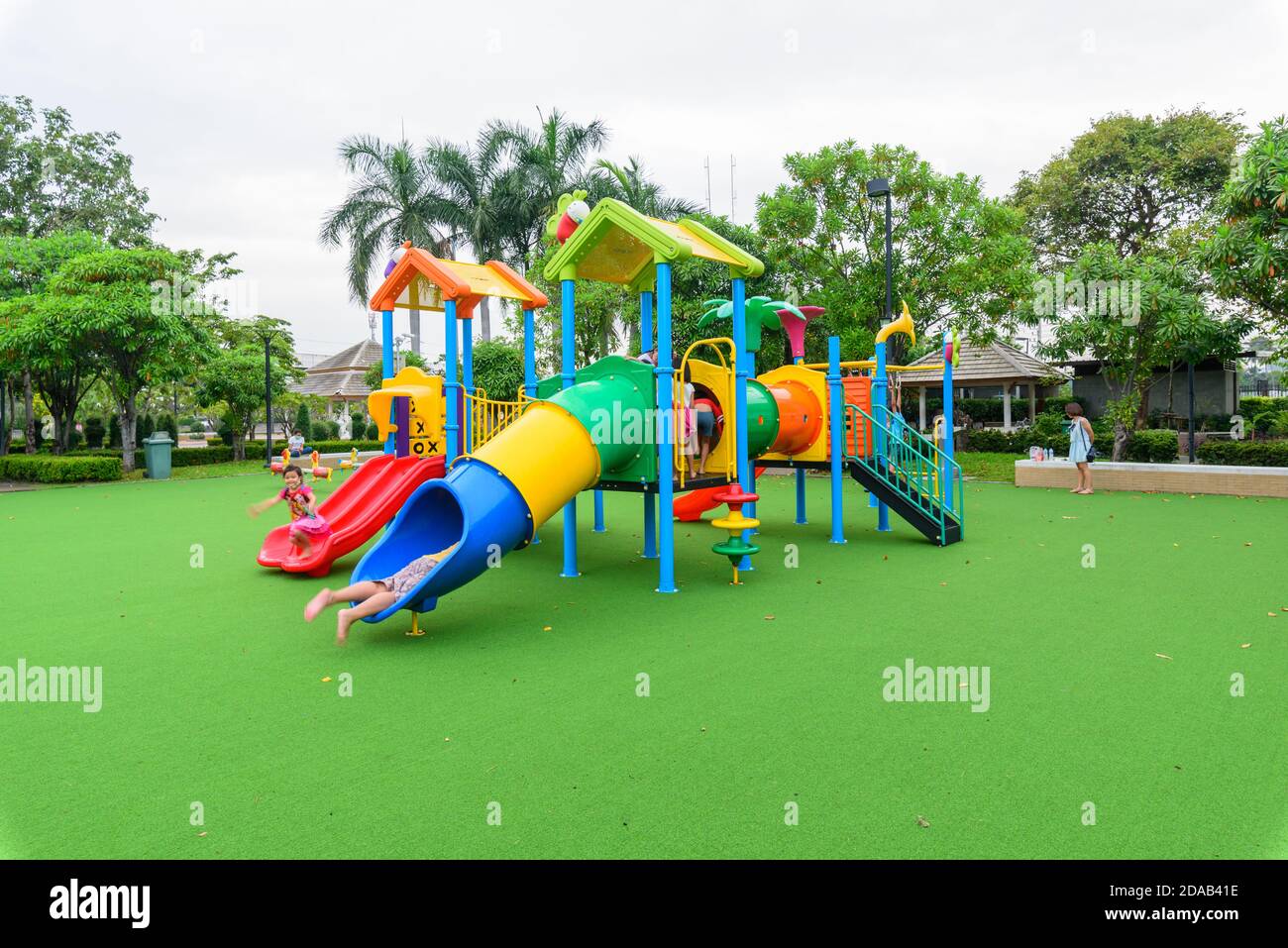 Big playground in the park Stock Photo - Alamy