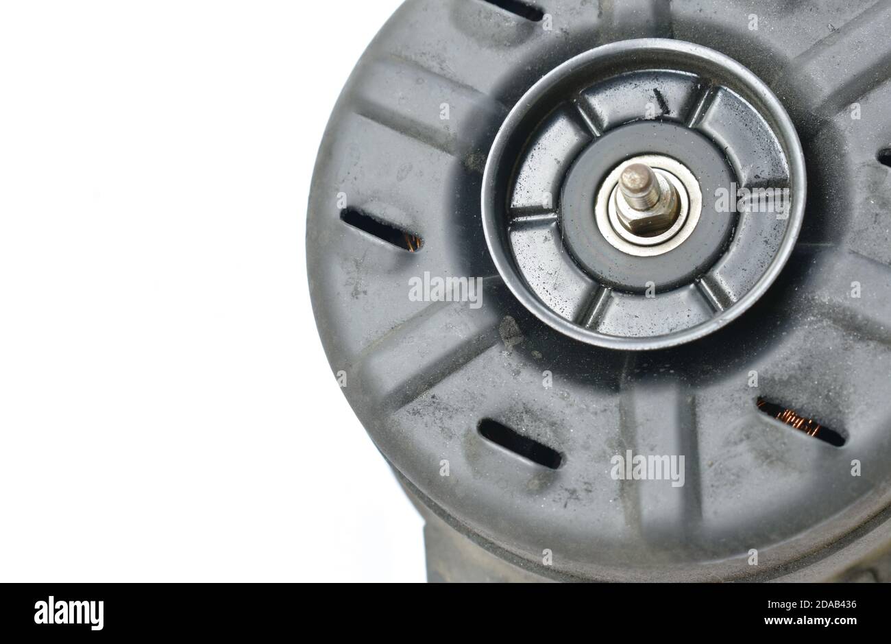 broken electric fan motor for car air conditioner system on white ...